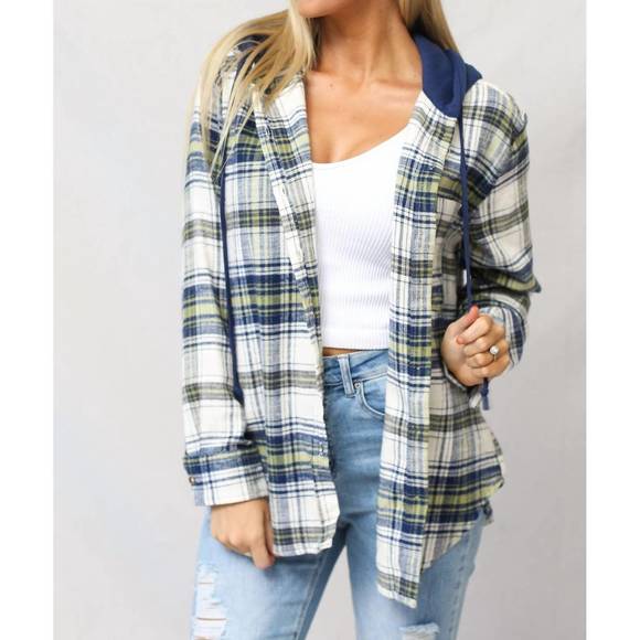 Love Tree | Tops | New Love Tree Brushed Flannel Plaid With Hood Top In ...